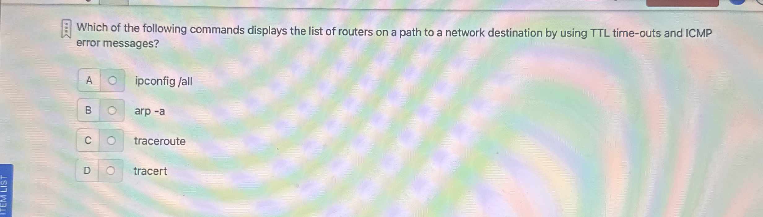 Solved Which of the following commands displays the list of | Chegg.com