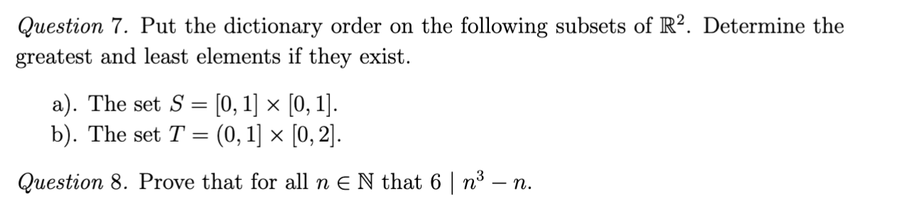 Solved Question 7. ﻿Put the dictionary order on the | Chegg.com