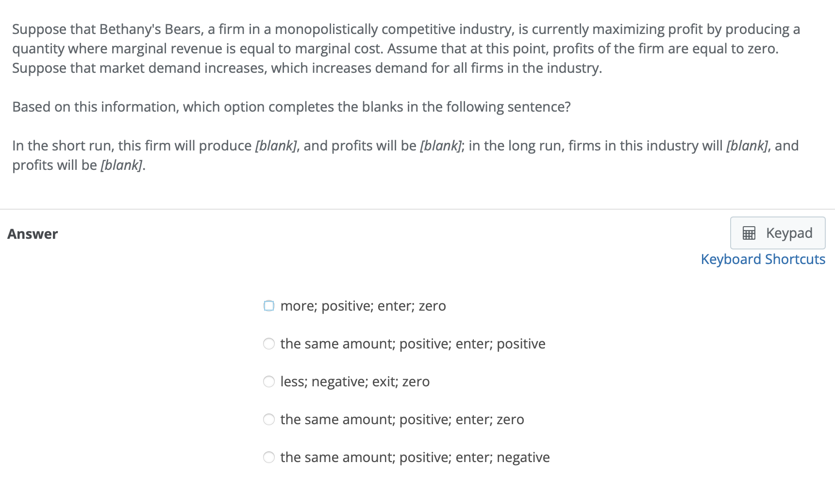 Solved Suppose that Bethany's Bears, a firm in a | Chegg.com