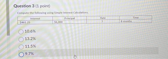Compute the following using Simple Interest | Chegg.com