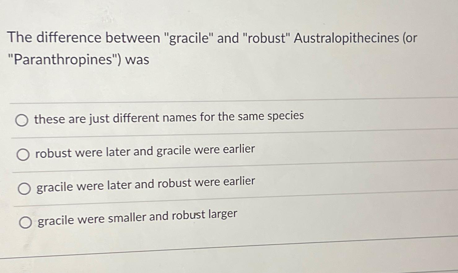 Solved The difference between "gracile" and "robust" | Chegg.com