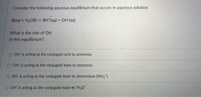 Solved Consider the following aqueous equilibrium that | Chegg.com