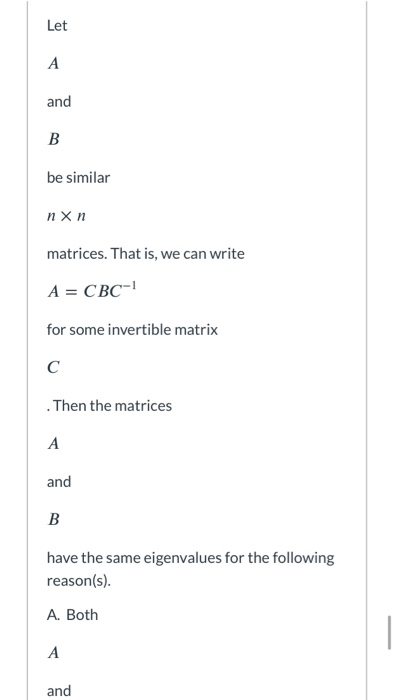 Solved Let А and B be similar nxn matrices. That is, we can | Chegg.com