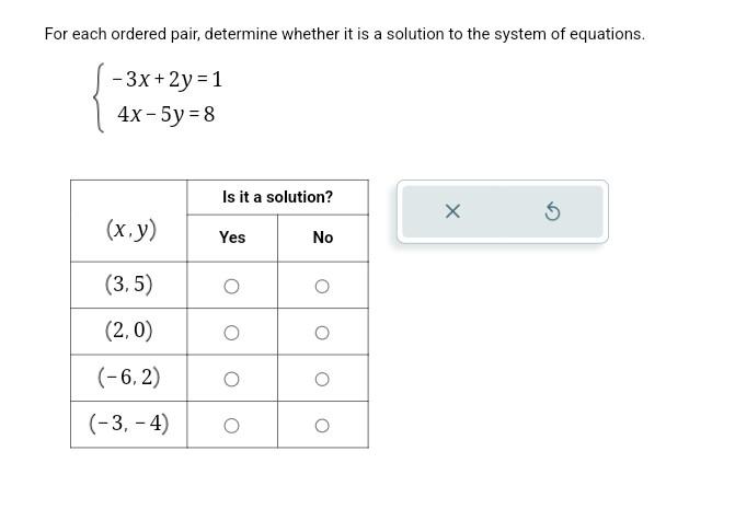 Solved For each ordered pair, determine whether it is a | Chegg.com
