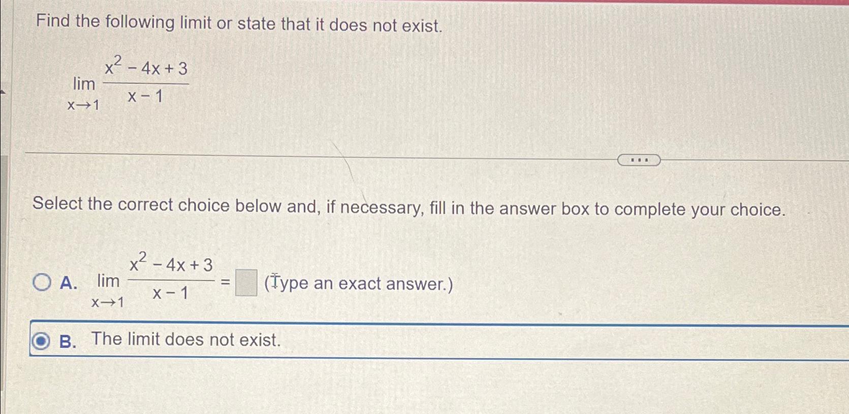 Solved Find the following limit or state that it does not | Chegg.com