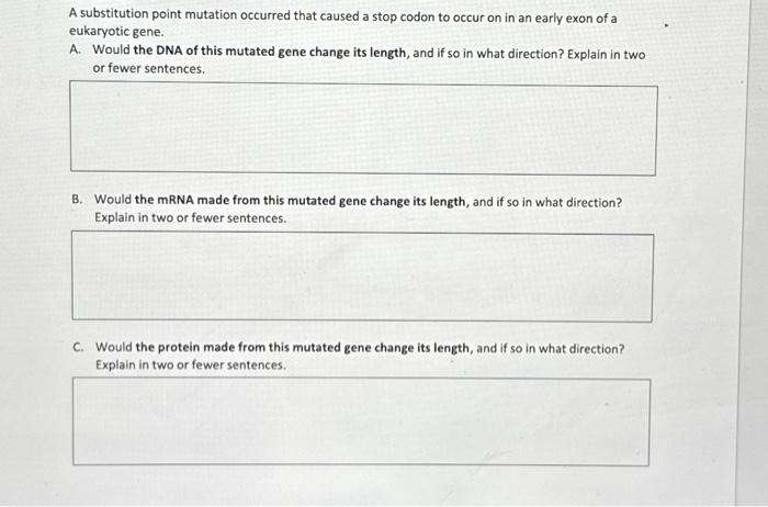 Solved A substitution point mutation occurred that caused a | Chegg.com