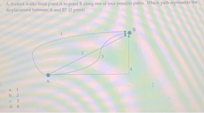 Solved A student walks from point A to point B along one of | Chegg.com