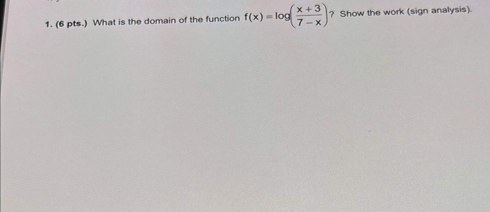 Solved (6 ﻿pts.) ﻿What is the domain of the function | Chegg.com