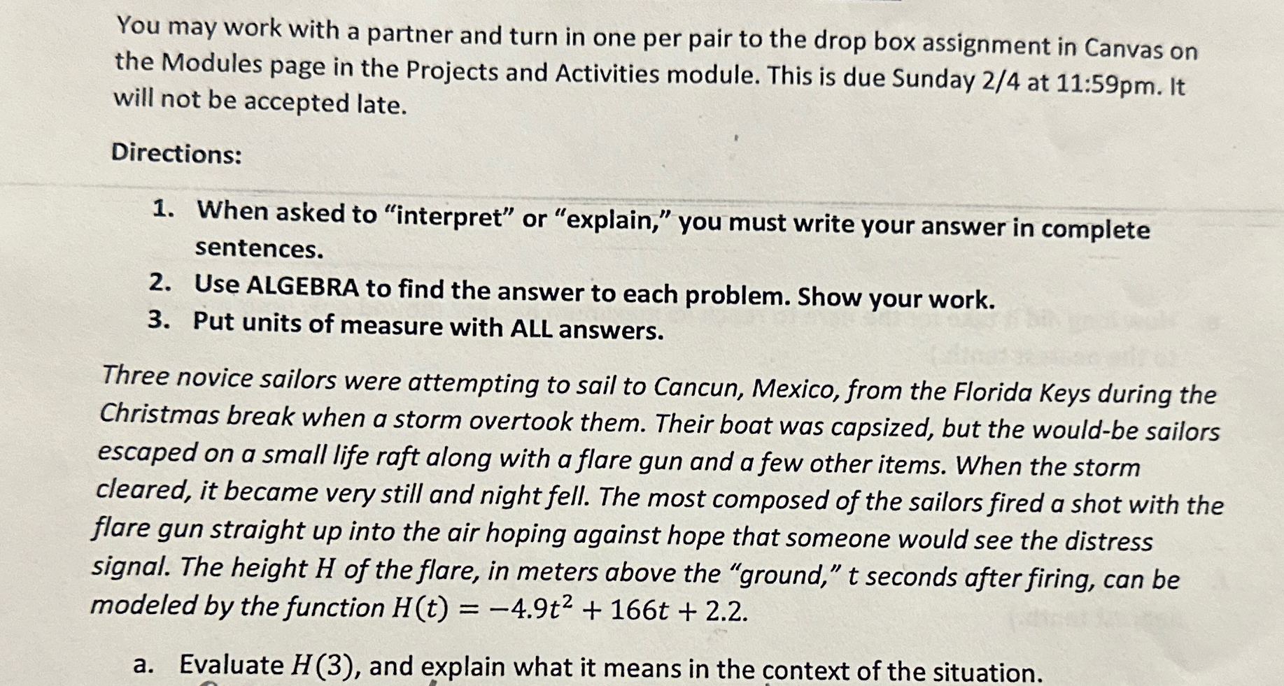 Solved Directions:When asked to "interpret" or "explain," | Chegg.com