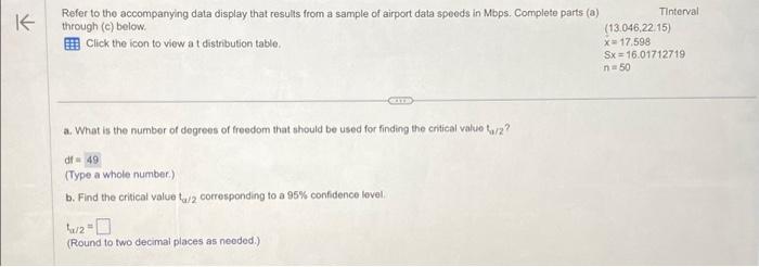 Solved K Refer to the accompanying data display that results | Chegg.com