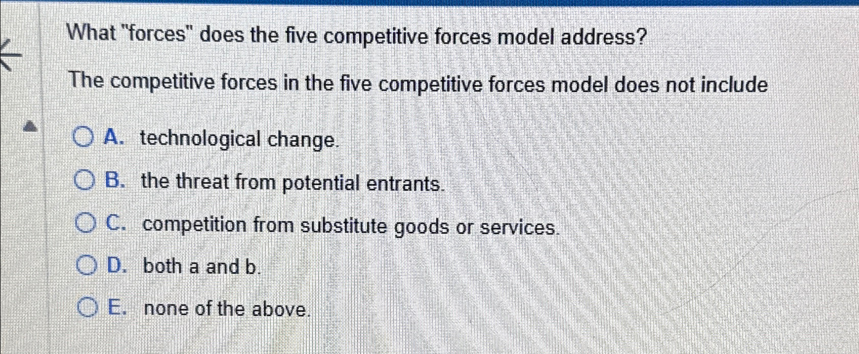 Solved What "forces" does the five competitive forces model | Chegg.com