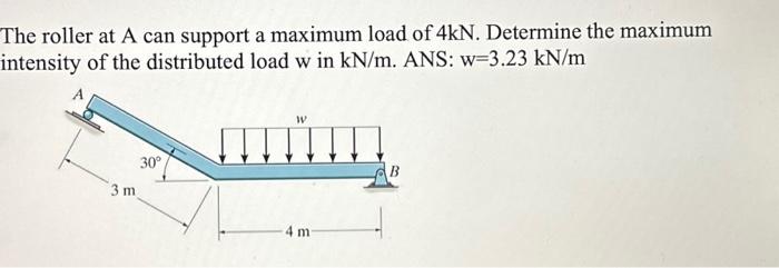 Solved The roller at A can support a maximum load of 4kN. | Chegg.com