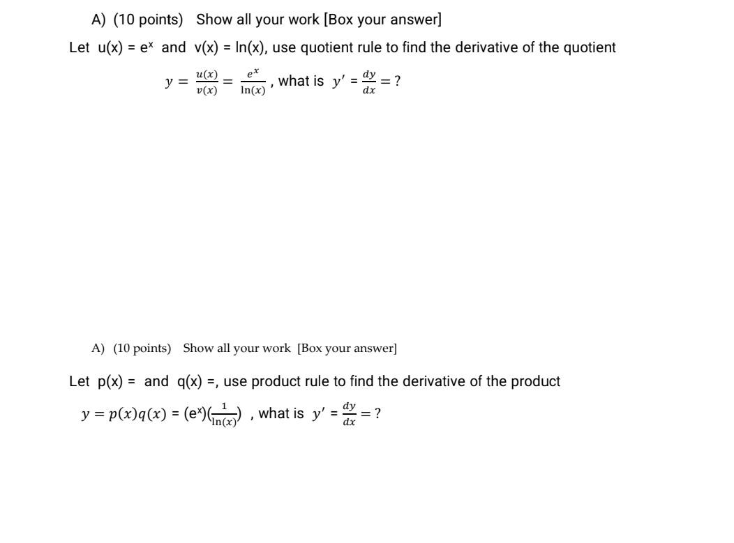 Solved A) (10 points) Show all your work [Box your answer] | Chegg.com