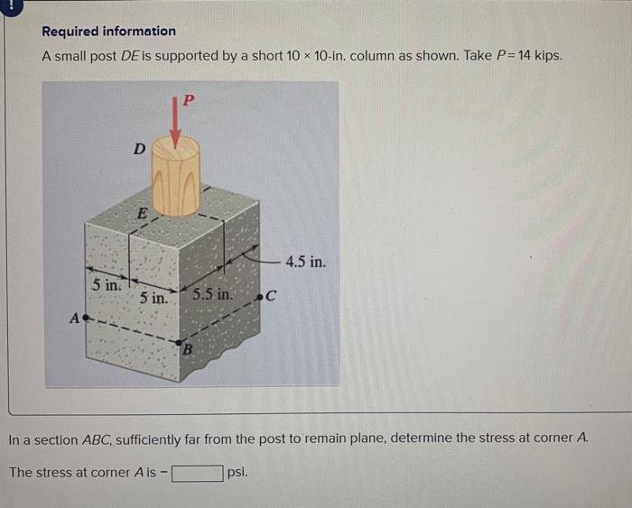 Solved Required information A small post DE is supported by | Chegg.com