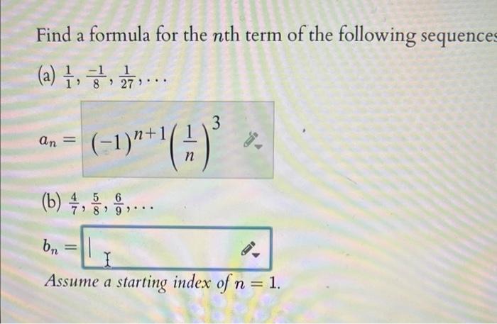 Solved Find a formula for the nth term of the following | Chegg.com