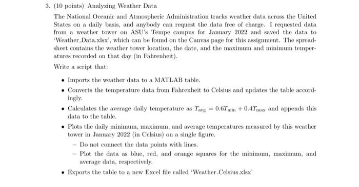 Solved ( 10 points) Analyzing Weather Data The National | Chegg.com