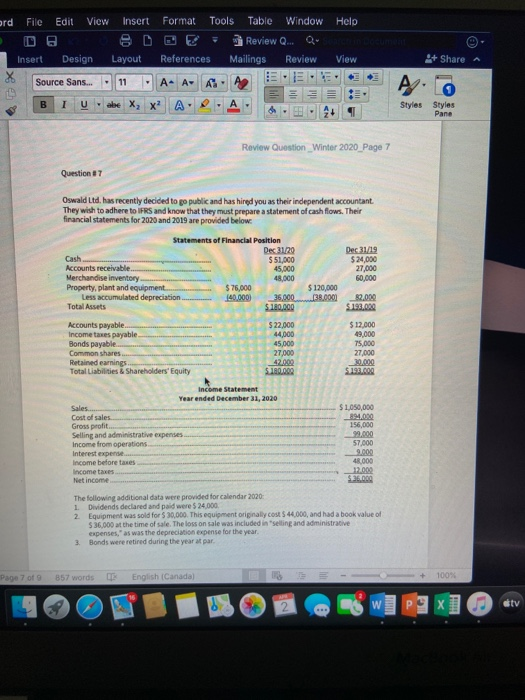 Solved ord File Edit View Insert Format Tools Table Window | Chegg.com