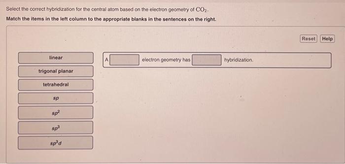 Solved Select the correct hybridization for the central atom | Chegg.com