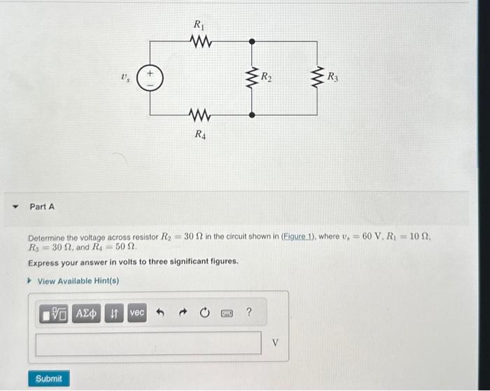 Solved Part A ΤΙ ΑΣΦ Submit Vs ↓1 + vec R₁ ww RA - | Chegg.com