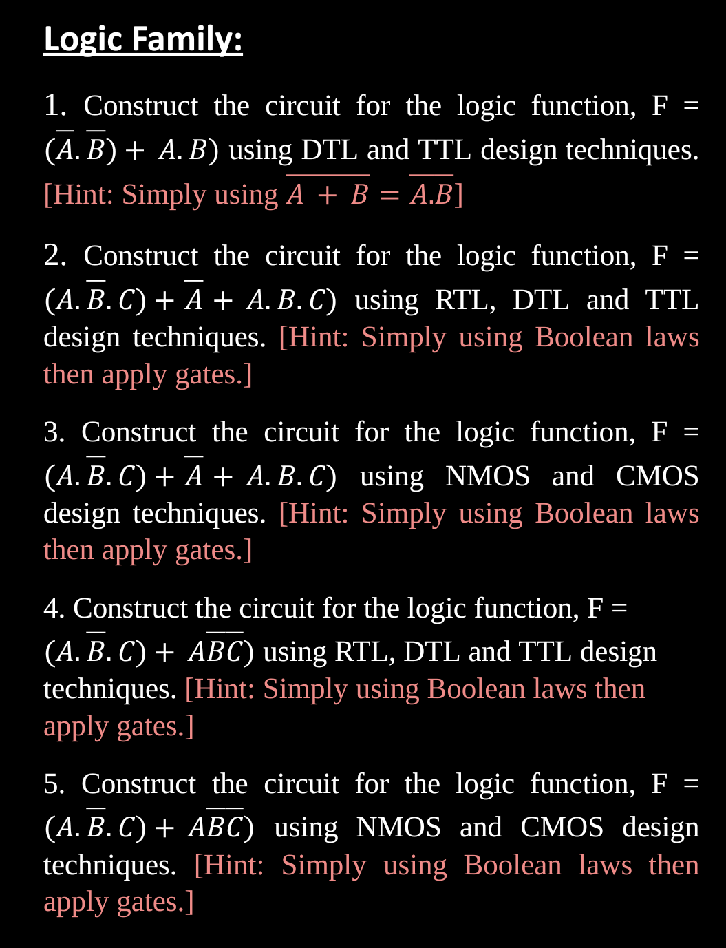 Solved how to design circuits for DTL,TTL,RTL,NMOS,CMOS from | Chegg.com