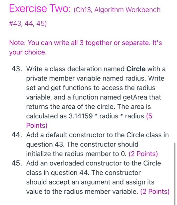 Solved Exercise Two Ch13 Algorithm Workbench 43 44 45 8594