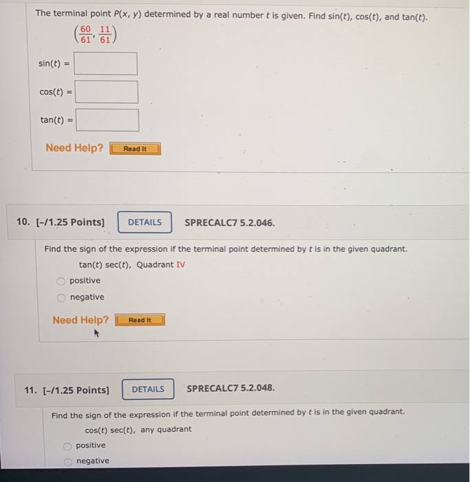 Solved (b) cos(137) (c) tan( 51 Need Help? Read It 4. | Chegg.com
