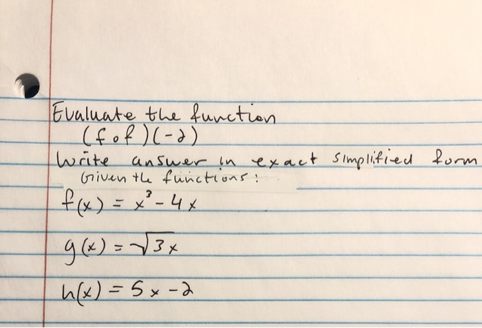 Solved simplified form Evaluate the function (fof) (-2) | Chegg.com