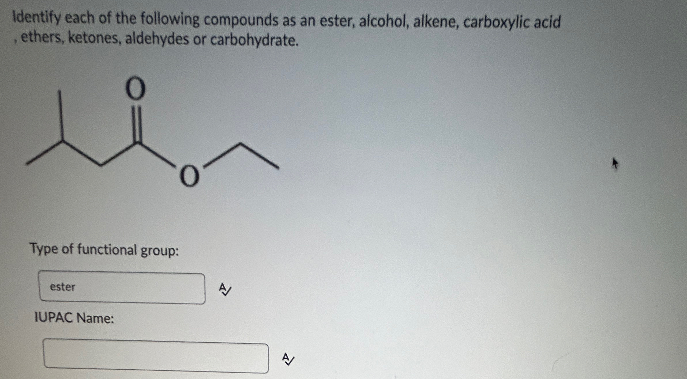 Solved Identify each of the following compounds as an ester, | Chegg.com