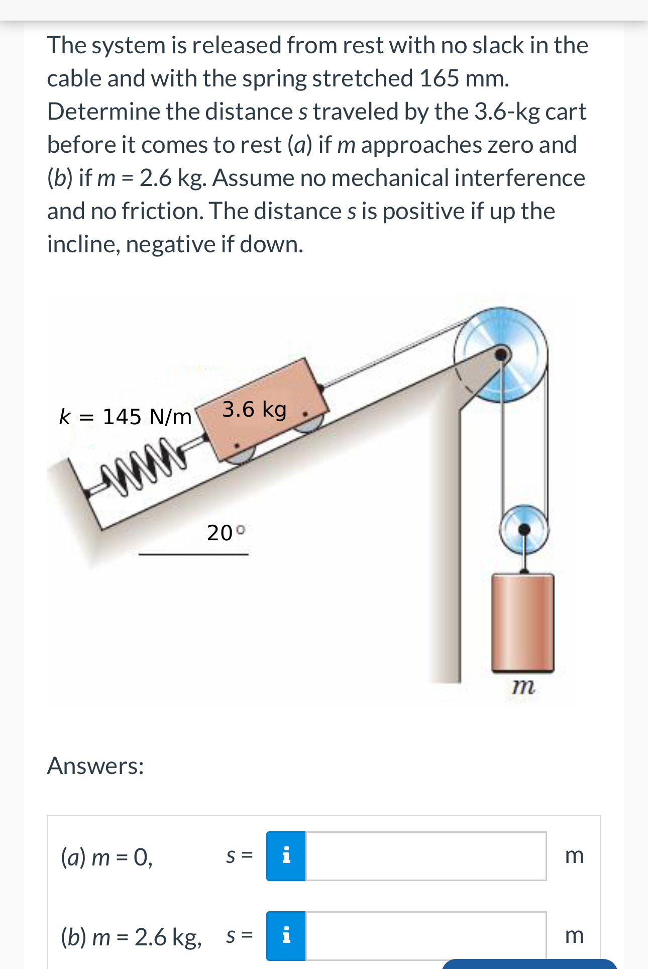 Solved The system is released from rest with no slack in the | Chegg.com