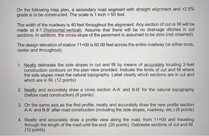 On the following map plan, a secondary road segment | Chegg.com