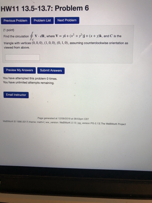 Solved HW11 13.5-13.7: Problem 6 Next Problem Problem List | Chegg.com