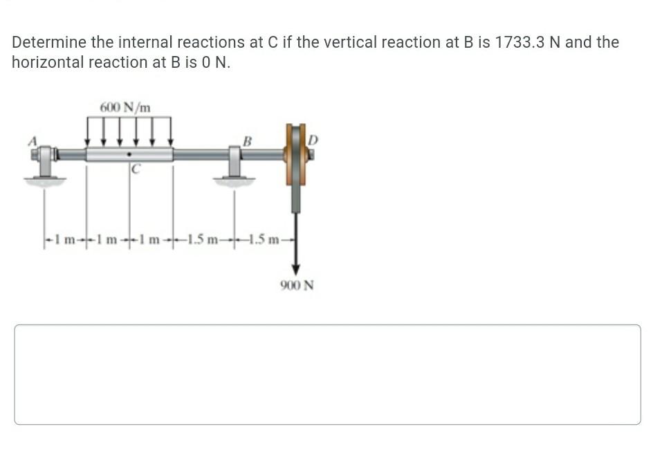 Solved Determine the internal reactions at C if the vertical | Chegg.com