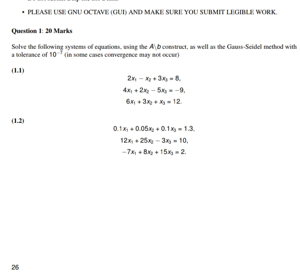 Solved Please Use Gnu Octave Gui and Make Sure You Submit