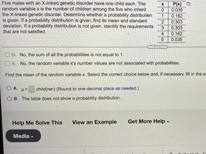 Solved n Five males with an X-linked genetic disorder have | Chegg.com