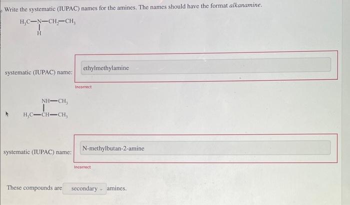 Solved Write the systematic (IUPAC) names for the amines. | Chegg.com Solved Write the systematic (IUPAC) names for the amines. | Chegg.com