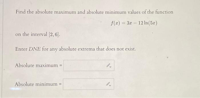 Solved Find the absolute maximum and absolute minimum values | Chegg.com