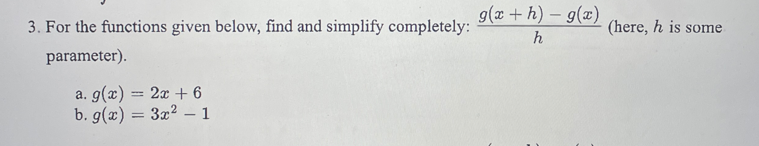 Solved For the functions given below, find and simplify | Chegg.com