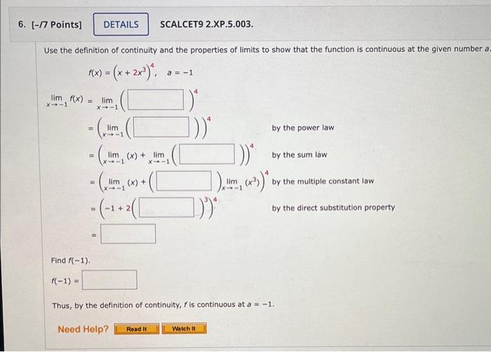 Solved Use the definition of continuity and the properties | Chegg.com