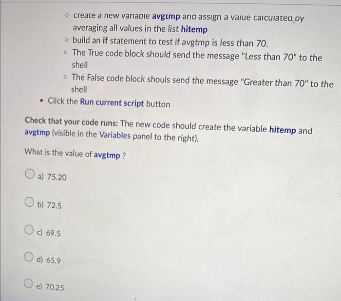 Solved Task/Purpose: Calculate the average daily high | Chegg.com
