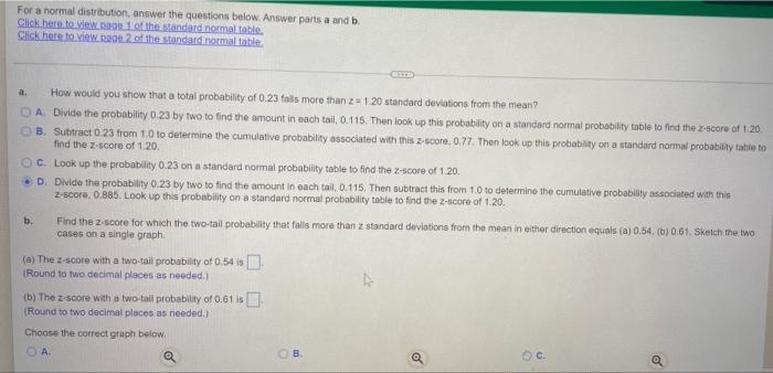 Solved For a normal distribution, answer the questions | Chegg.com