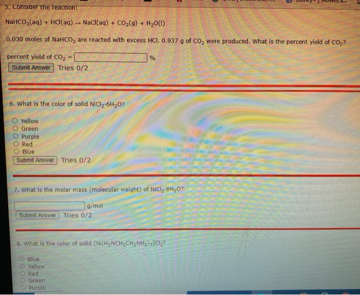 Solved d. 5. Consider the reaction: NaHCO3(aq) + HCl(aq) - | Chegg.com