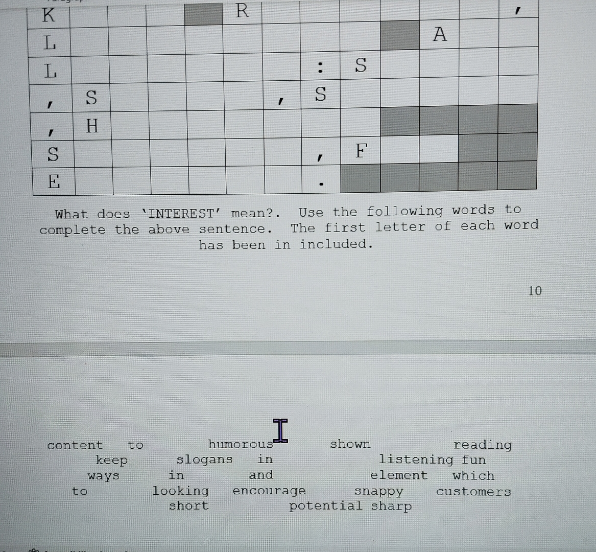 Solved What does 'INTEREST' mean?. Use the following words | Chegg.com
