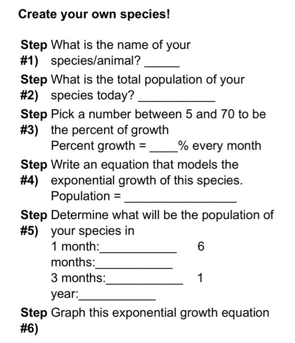 Solved Create your own species! Step What is the name of | Chegg.com
