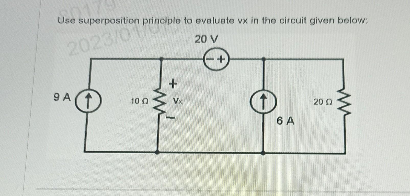 Solved Use superposition principle to evaluate vx in the | Chegg.com