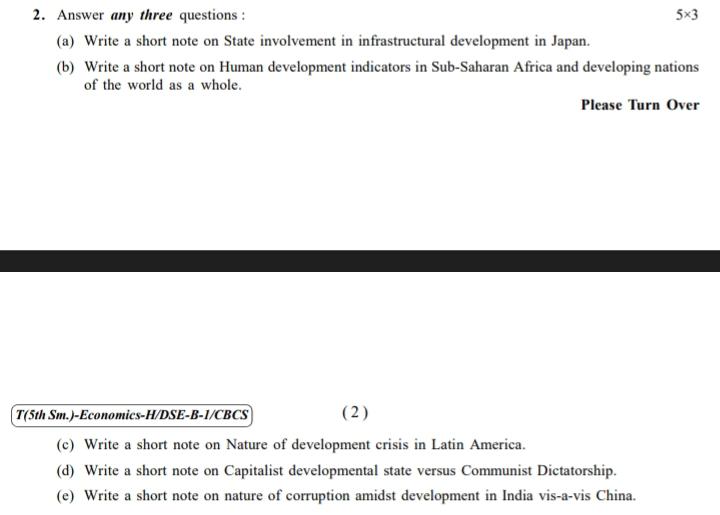 Solved Answer any three questions:5×3(a) ﻿Write a short note | Chegg.com