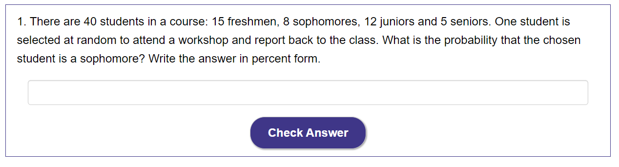 Solved There are 40 ﻿students in a course: 15 ﻿freshmen, 8 | Chegg.com