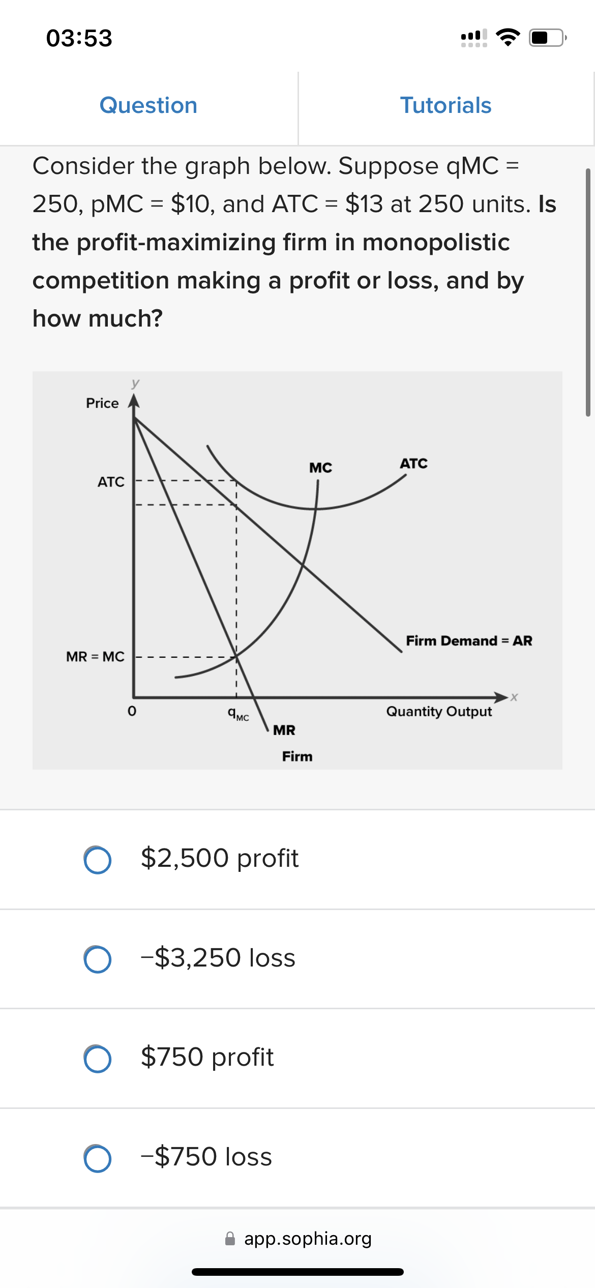 Solved 03:53 ﻿Question Tutorials Consider the graph below. | Chegg.com
