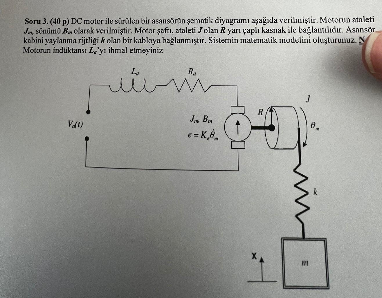 Solved The schematic diagram of an elevator driven by a DC | Chegg.com