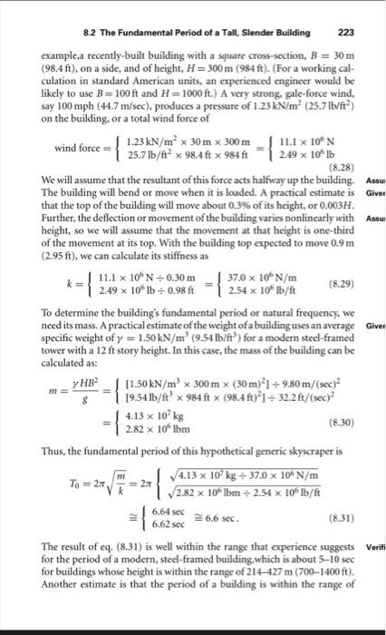 Solved 221 8.2 The Fundamental period of a Tall, Slender | Chegg.com