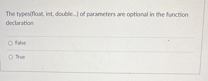 Solved The Typesfloat Int Double Of Parameters Are 9097
